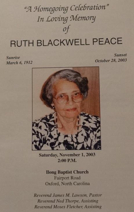 Obituary Ruth Blackwell Peace 1545